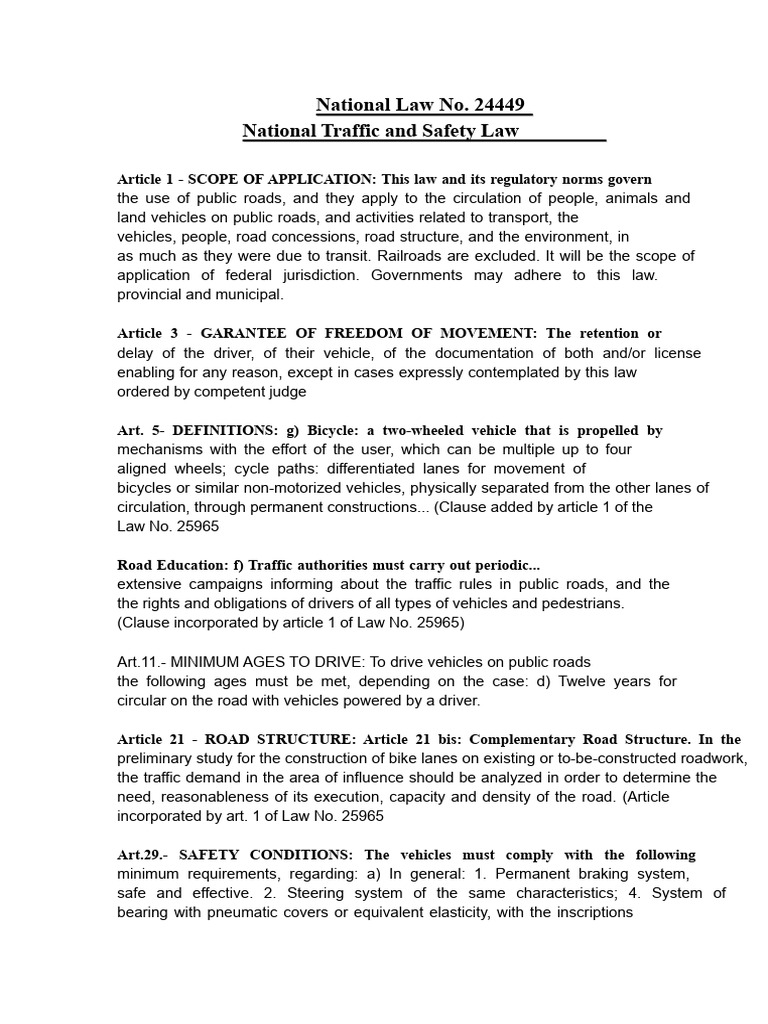 National Traffic and Safety Law Overview | PDF | Traffic | Traffic Light