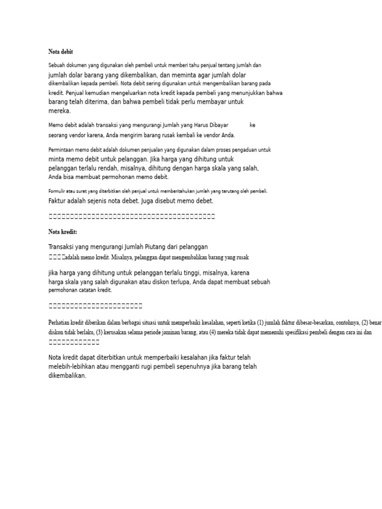 Nota Debit Dan Nota Kredit | PDF
