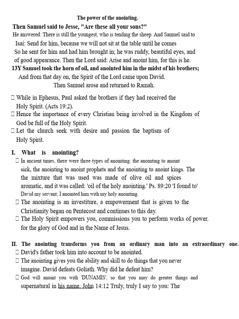 The Power of Anointing in Christianity | PDF | Anointing | Samuel
