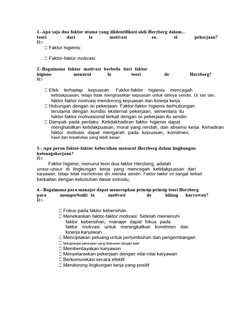 Teori Dua Faktor Herzberg dalam Motivasi Kerja | PDF