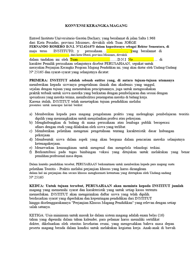 Perjanjian Kerangka MAGANG Model | PDF