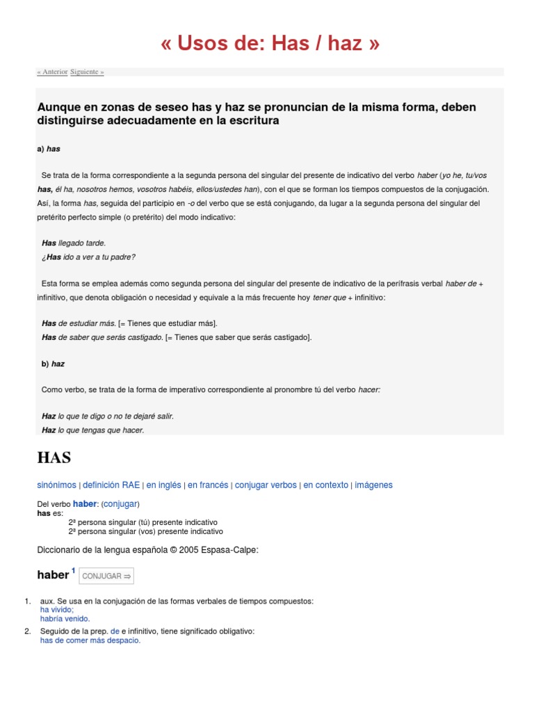 Usos de Has..haz | PDF | Verbo | Relaciones sintácticas