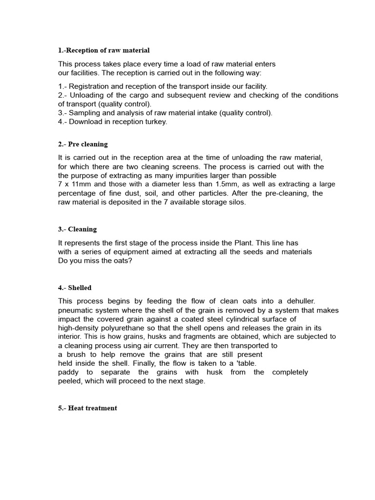 Oats Production Process Overview | PDF | Oat | Secondary Sector Of The ...
