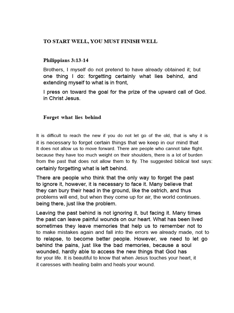 To Start Well, You Have To End Well | PDF | Jesus | Joshua