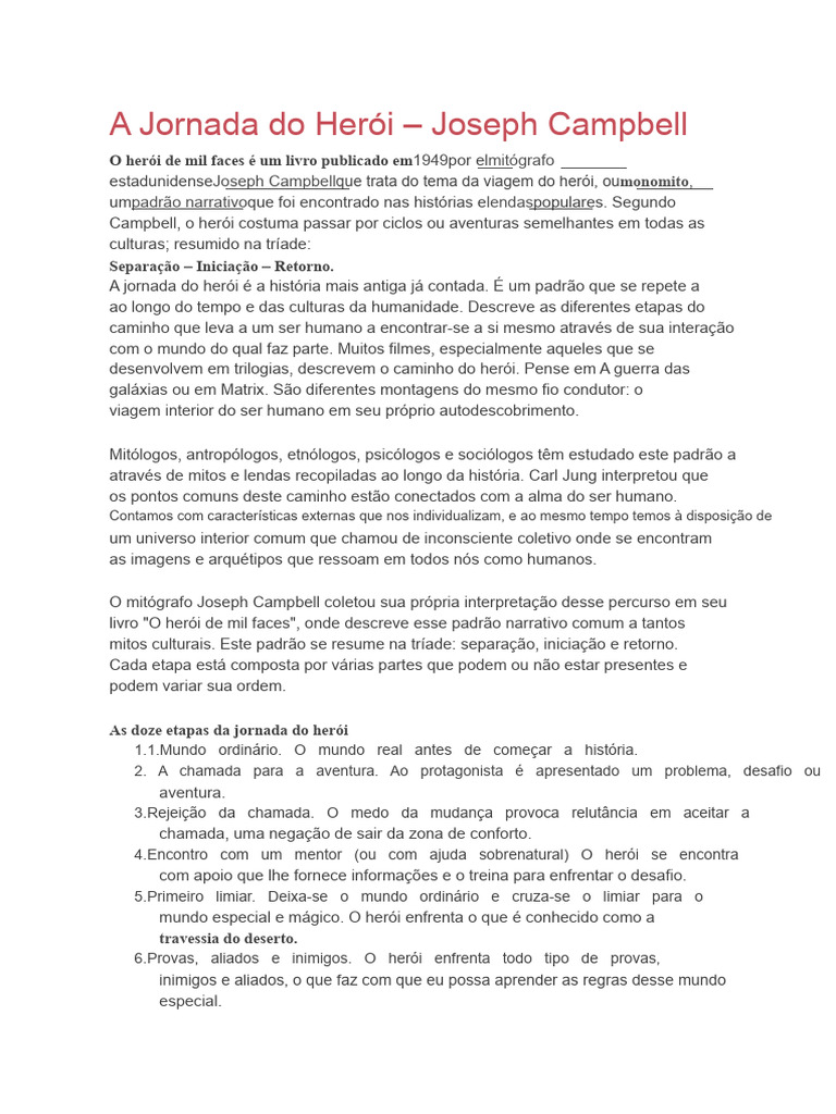 A Jornada do Herói: Estrutura Narrativa | PDF | Herói
