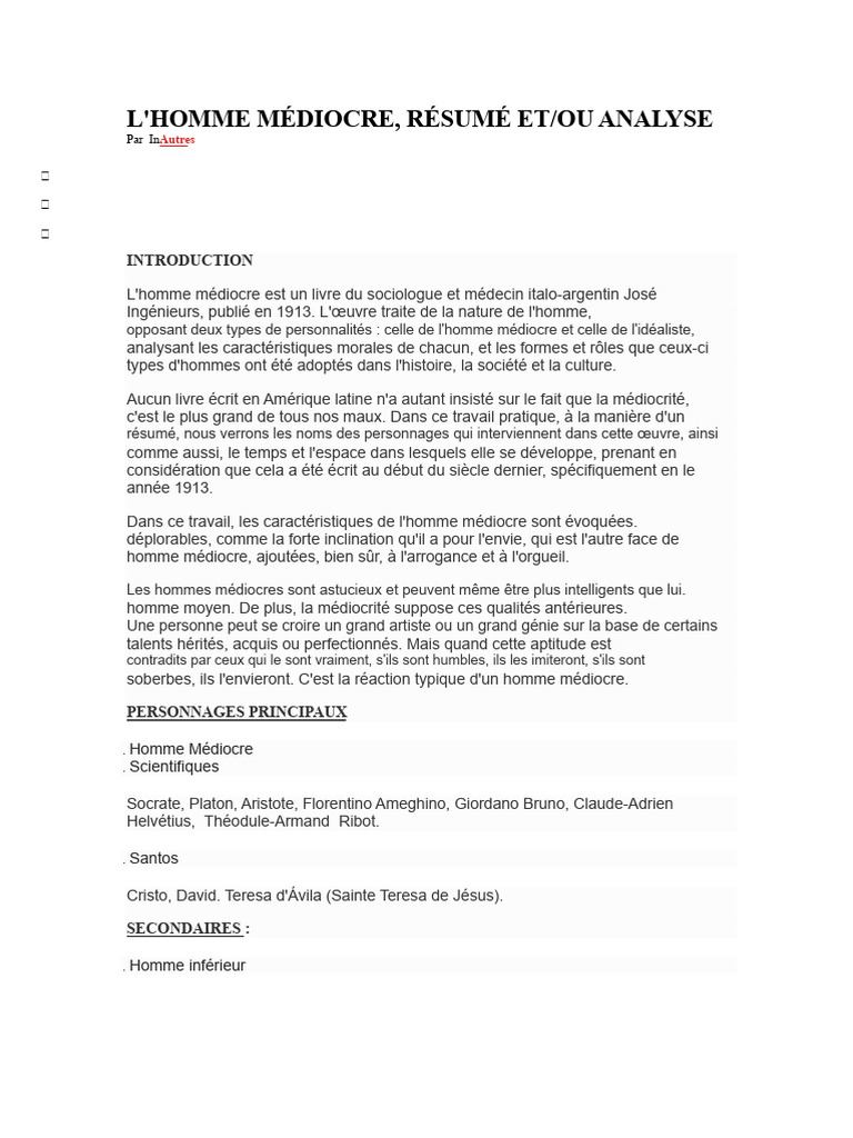 L'homme Médiocre 2 Résumé | PDF | Idéalisme | Plaisir