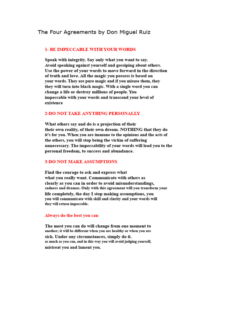 Mastering the Four Agreements | PDF