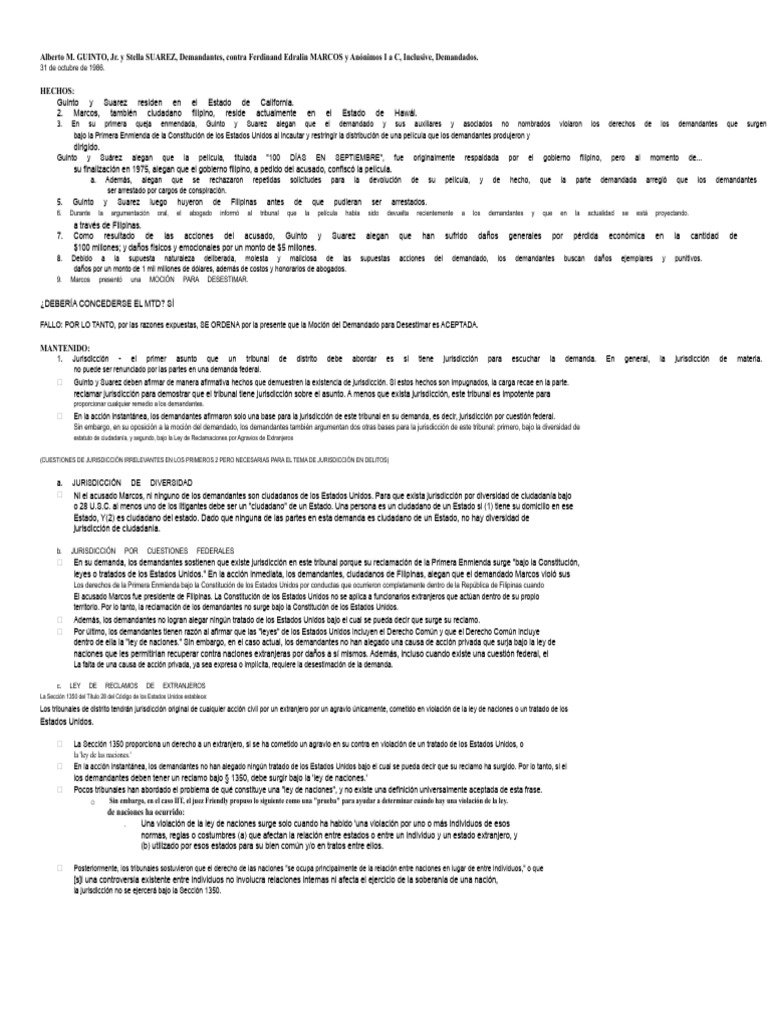Desestimación de demanda por jurisdicción | PDF | Violación | Los ...