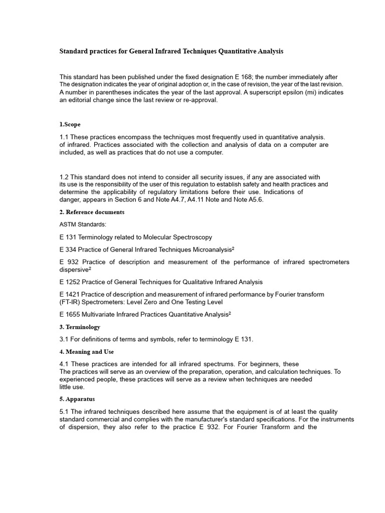 ASTM E-168 Standard Practices For General Infrared Techniques | PDF ...