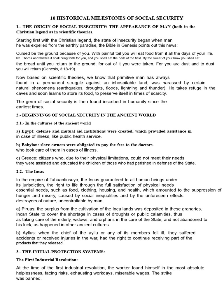 Key Milestones in Social Security History | PDF | Employment | Economies