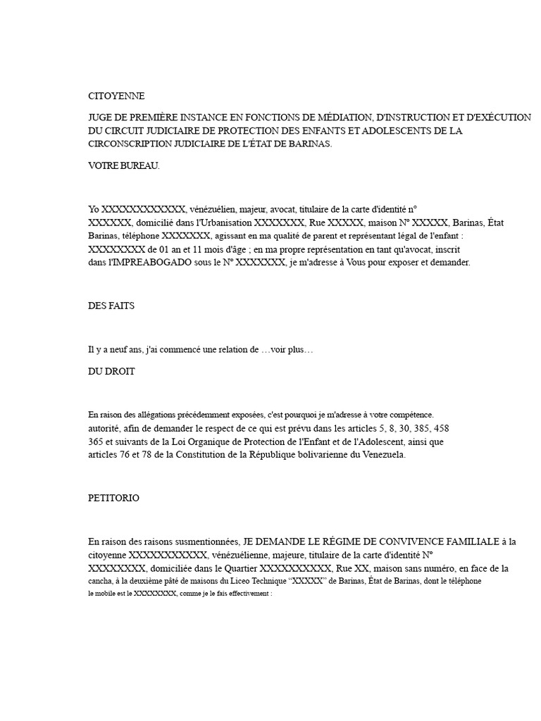 Demande de régime de convivence familiale | PDF