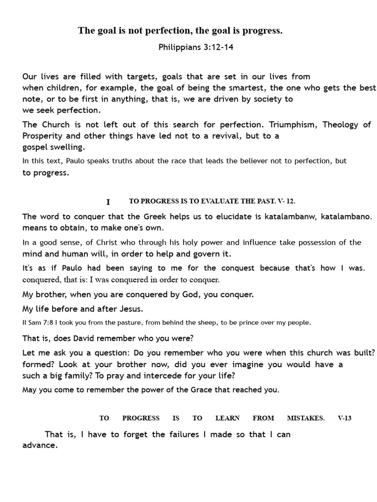 Sermon 01 - The Goal Is Not Perfection | PDF | Jesus | Forgiveness