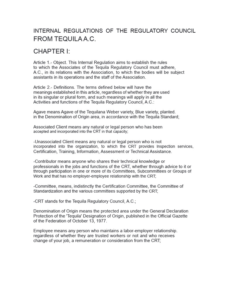 Internal Regulations of The Tequila Regulatory Council A | PDF | Audit ...