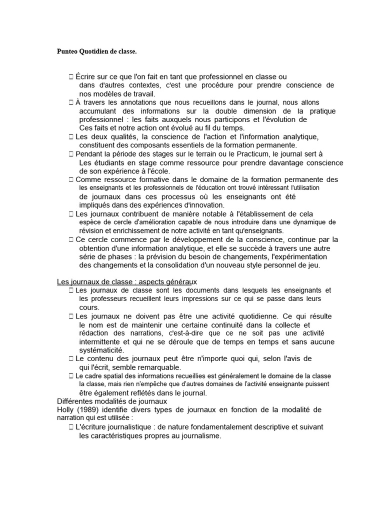 Journaux de classe : outils de réflexion éducative | PDF | Pédagogie