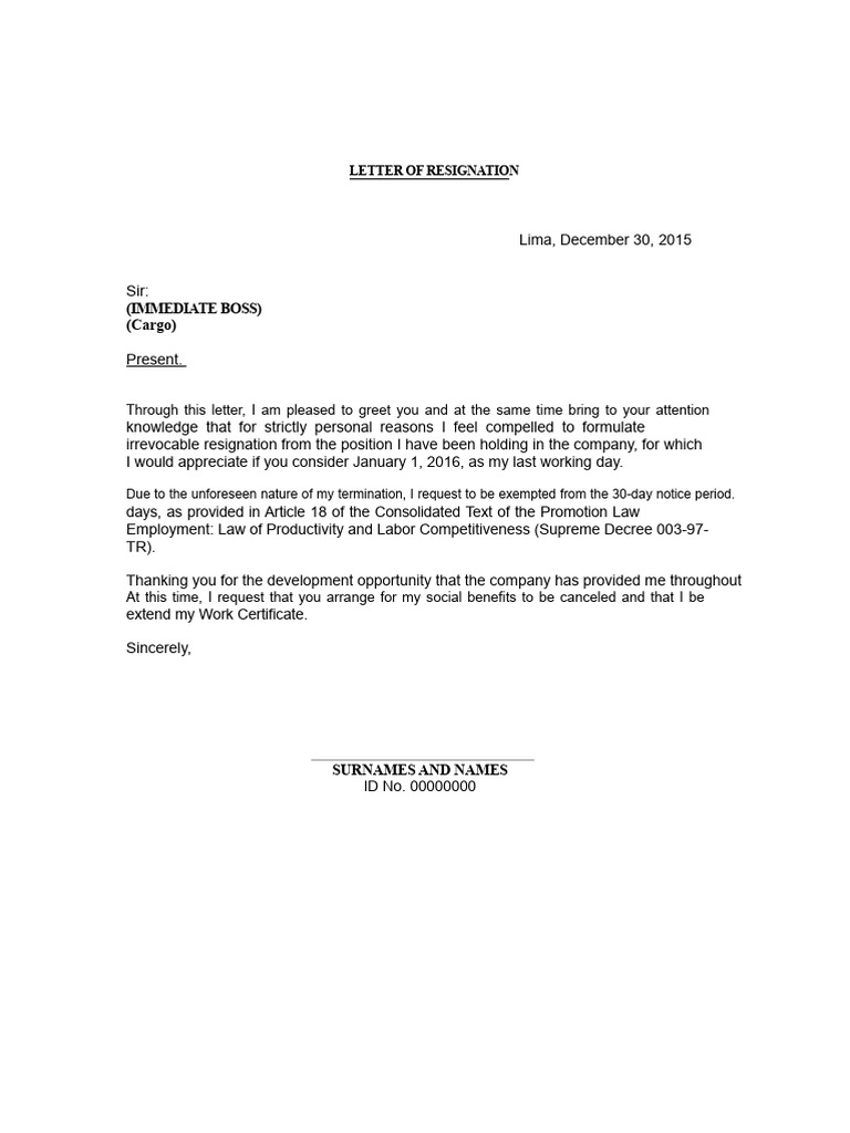 Resignation Letter Template | PDF