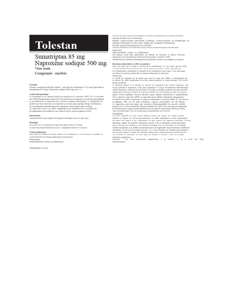 Sécurité et contre-indications de Tolestan | PDF | Anti-inflammatoire ...