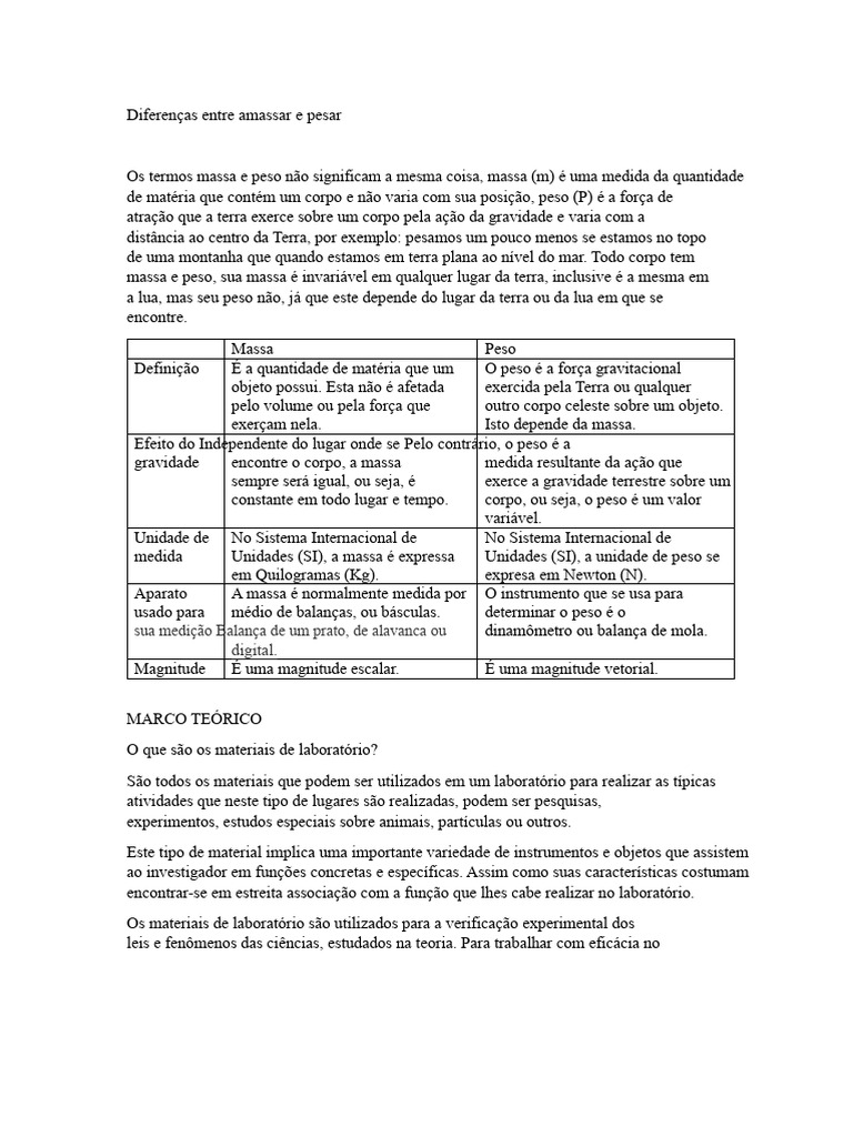 Massa vs Peso: Diferenças Essenciais | PDF | Massa | Gravidade