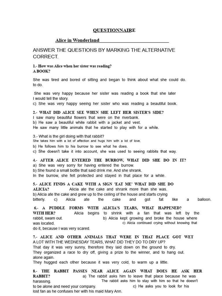 103642073 Alice in Wonderland Personal Evaluation Auto-saved | PDF ...