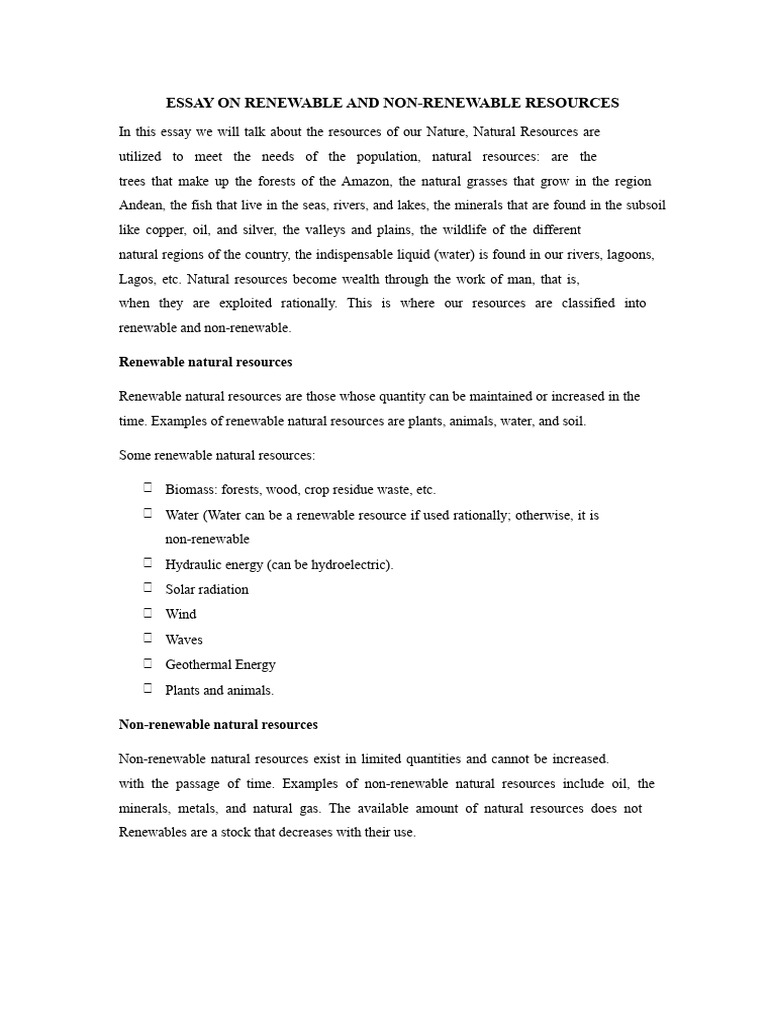 Renewable vs Non-Renewable Resources | PDF | Renewable Resources | Resource