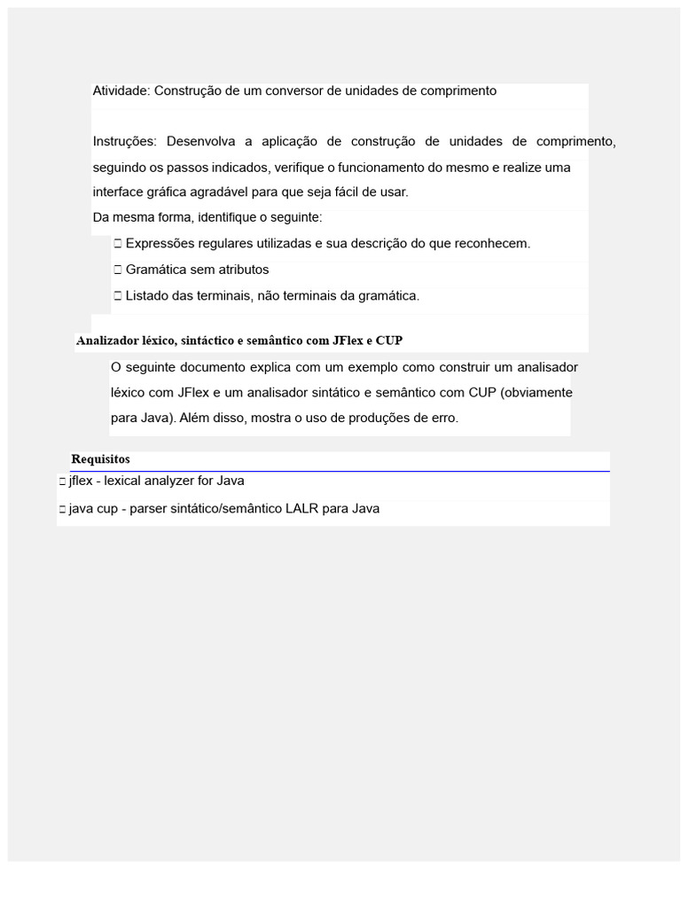 Analisador Léxico, Sintático e Semântico Com JFlex e CUP | PDF