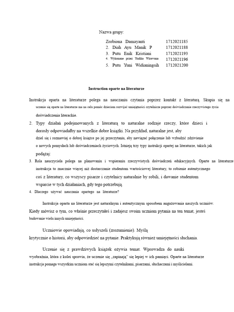 Literatura Oparta Na | PDF