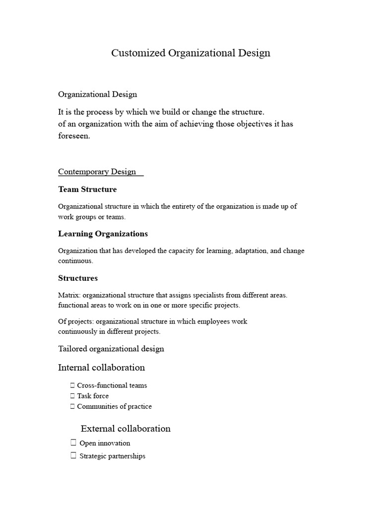 Customized Organizational Design Strategies | PDF