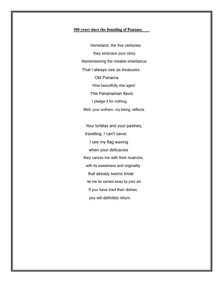 Tenth of The 500 Years of Panama | PDF