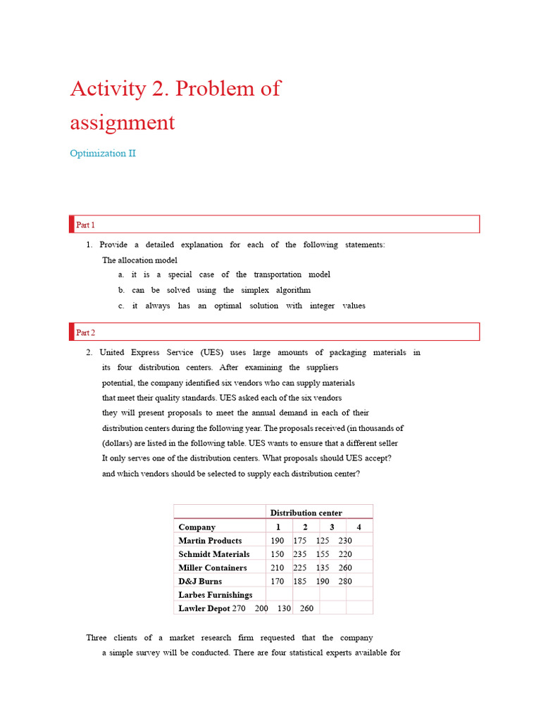 Activity 2. Assignment Problem | PDF | Theoretical Computer Science | Algorithms