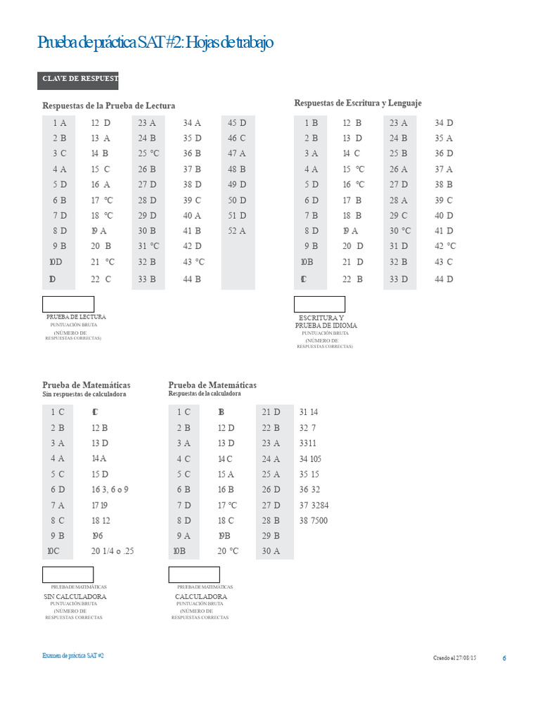 Clave de Respuestas SAT2 | PDF