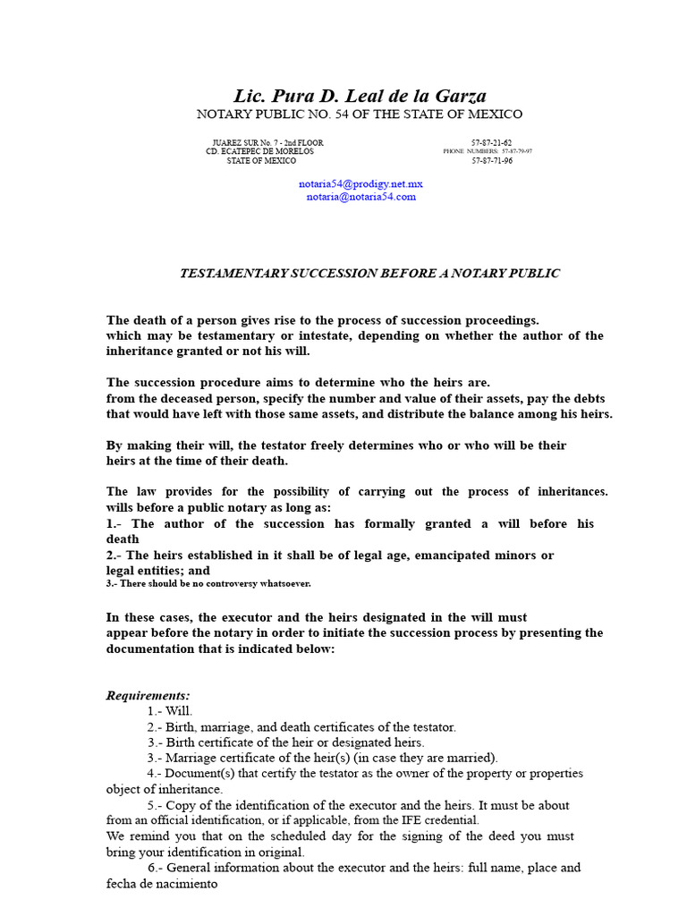 Notary Public Succession Process Guide | PDF | Will And Testament ...