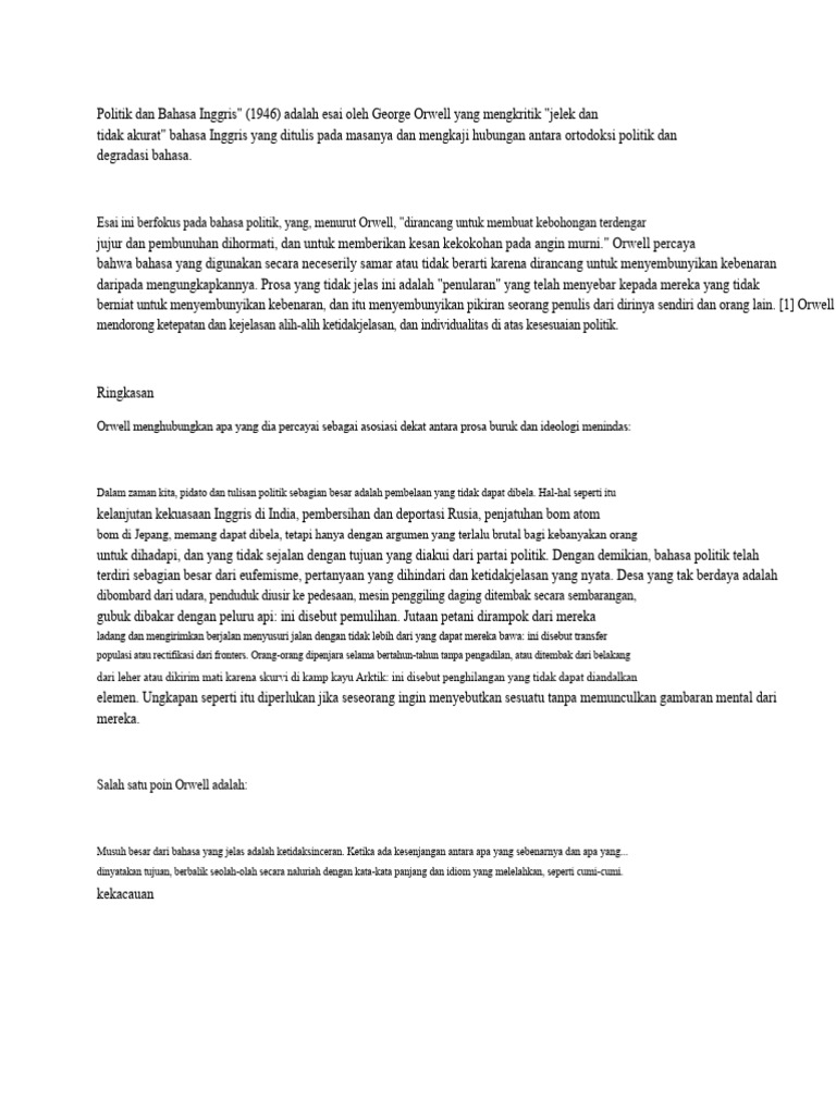 Ringkasan Politik Dan Bahasa Inggris. | PDF
