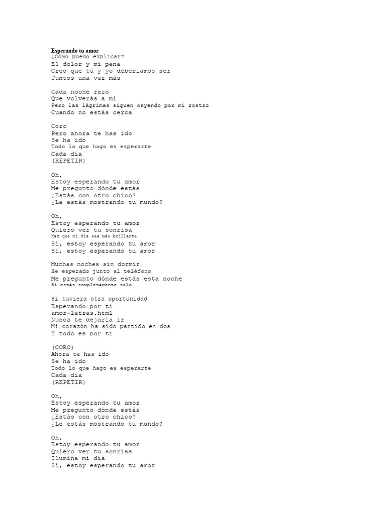 Esperando Tu Amor Letras | PDF