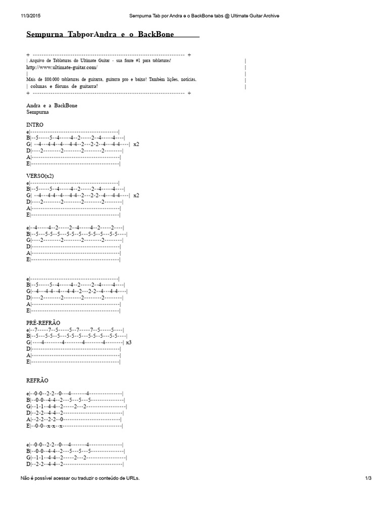 Sempurna Tab por Andra and the BackBone Tabs @ Ultimate Guitar Archive ...