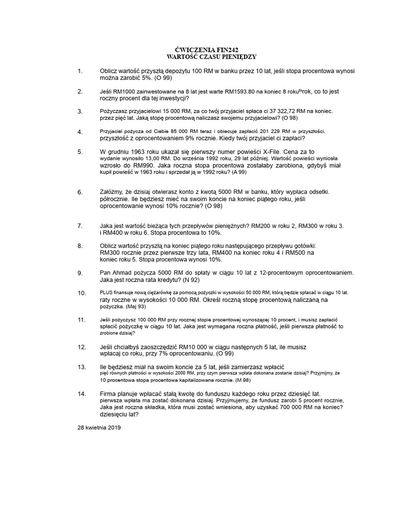 Ćwiczenia TVM | PDF