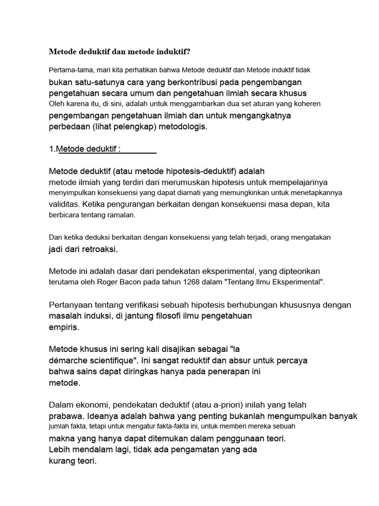 Metode Deduktif Dan Metode Induktif | PDF