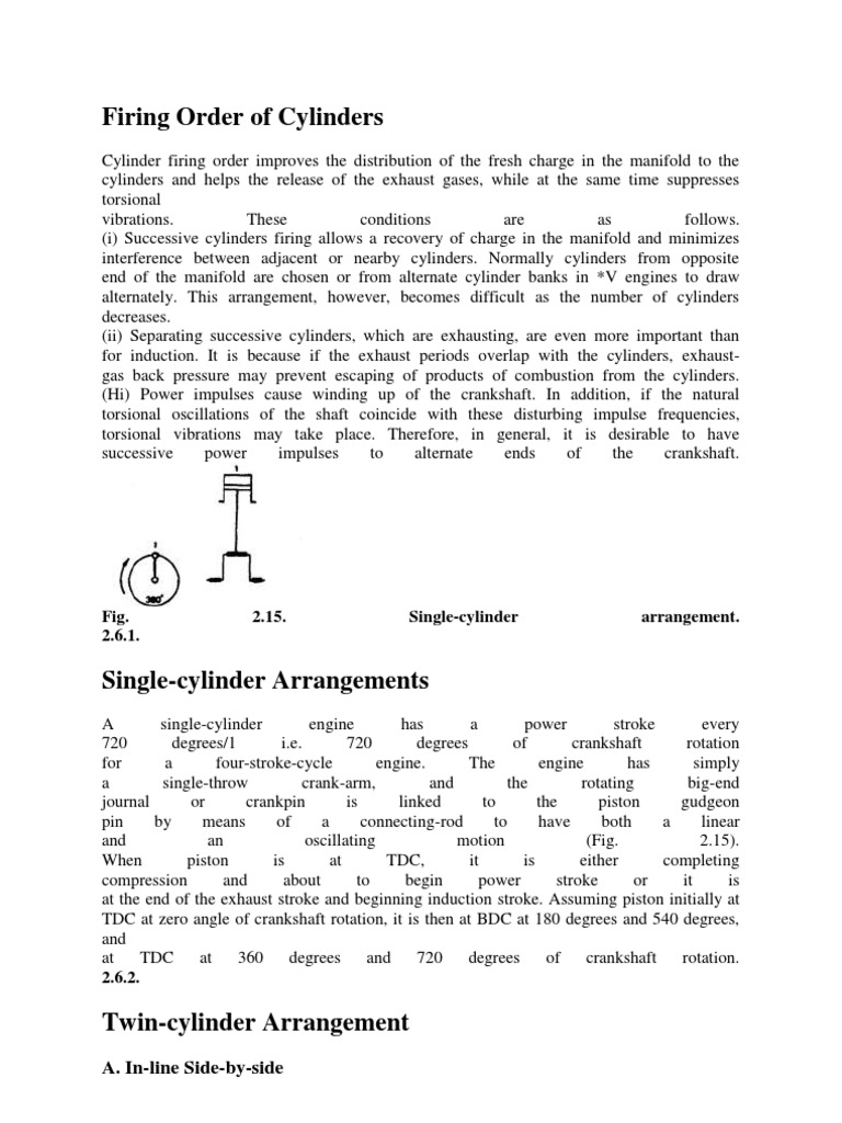 Firing Order of Cylinders | PDF | Internal Combustion Engine | Piston