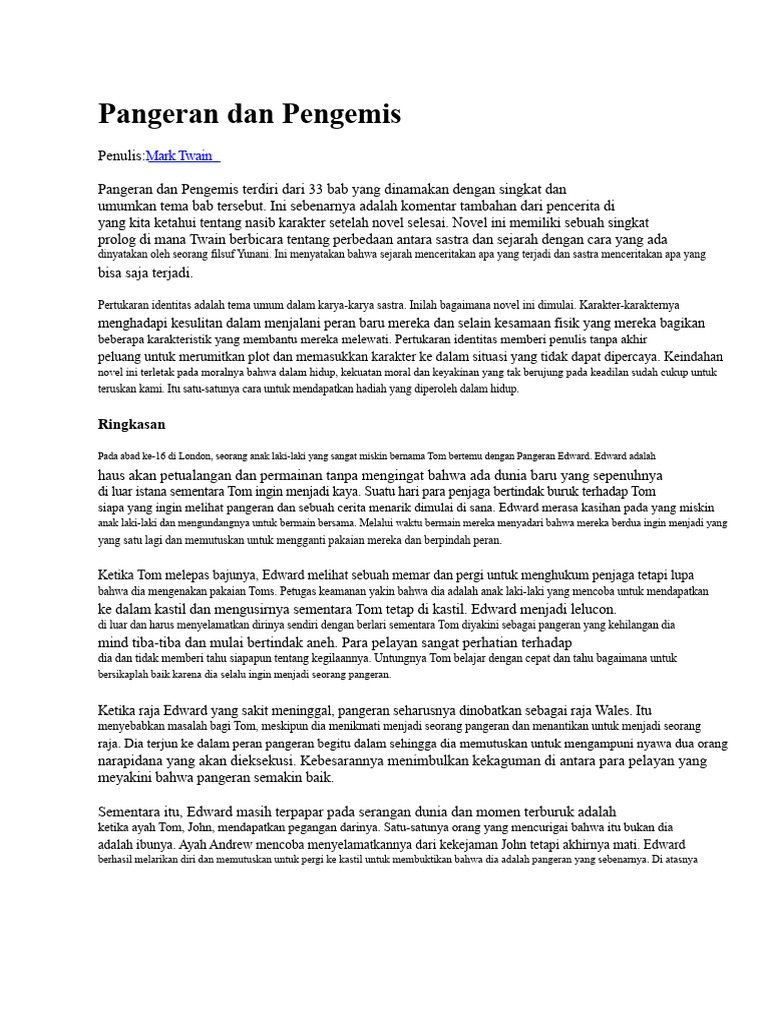 Pangeran Dan Pengemis | PDF