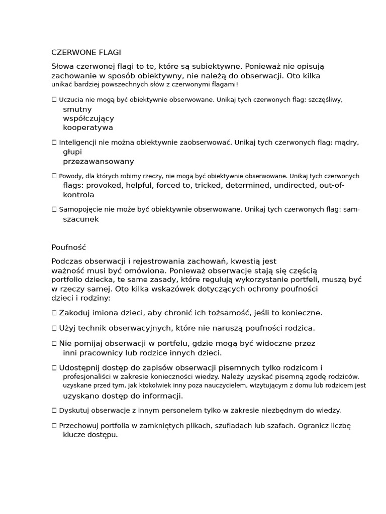 Czerwone flagi słowa | PDF