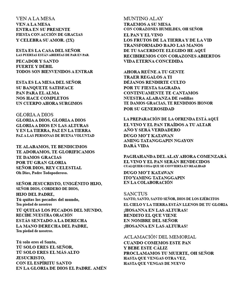 Canciones Del Coro SCV2 | PDF | eucaristía | Creencia religiosa y doctrina