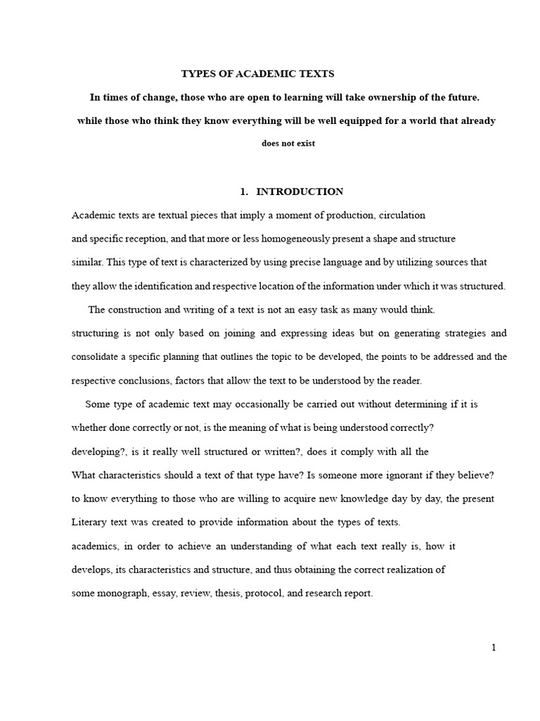 Types and Structure of Academic Texts | PDF | Thesis | Methodology