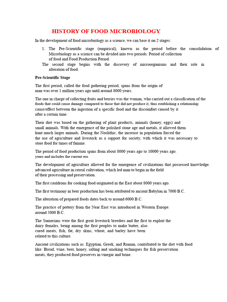 Evolution of Food Microbiology History | PDF | Food Preservation ...