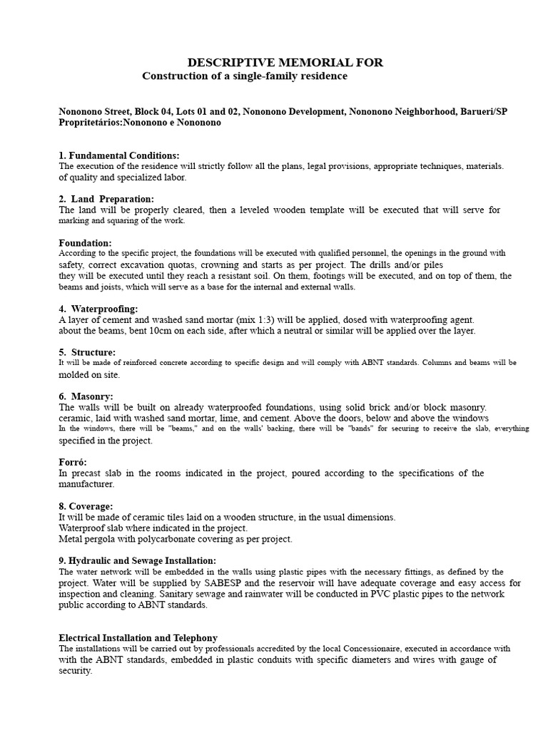 Duplex - Descriptive Memorial | PDF | Foundation (Engineering) | Masonry
