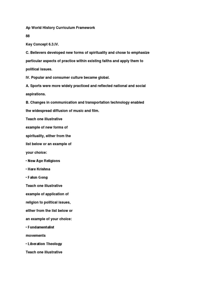 AP World History Curriculum Framework | PDF | Multiple Choice | Essays