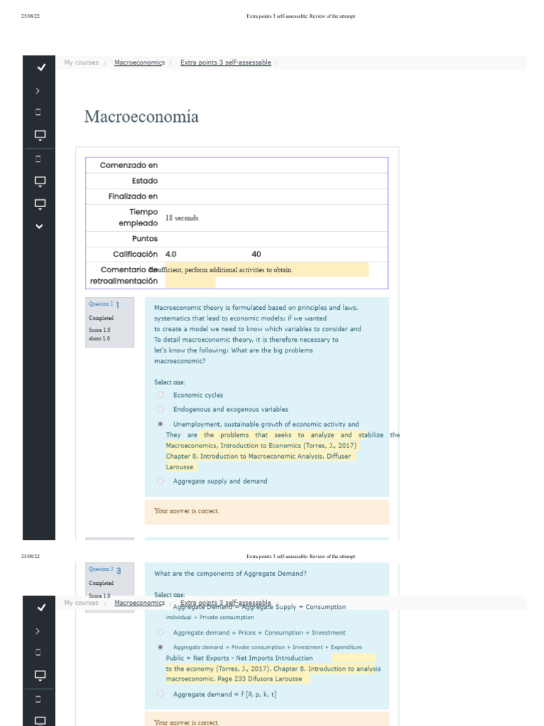 Extra Points 3 Self-Assessable - Review of The Attempt | PDF | Macroeconomics | Aggregate Demand