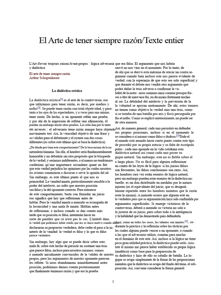 Dialéctica Erística: El Arte de Argumentar | PDF | Dialéctico | Verdad