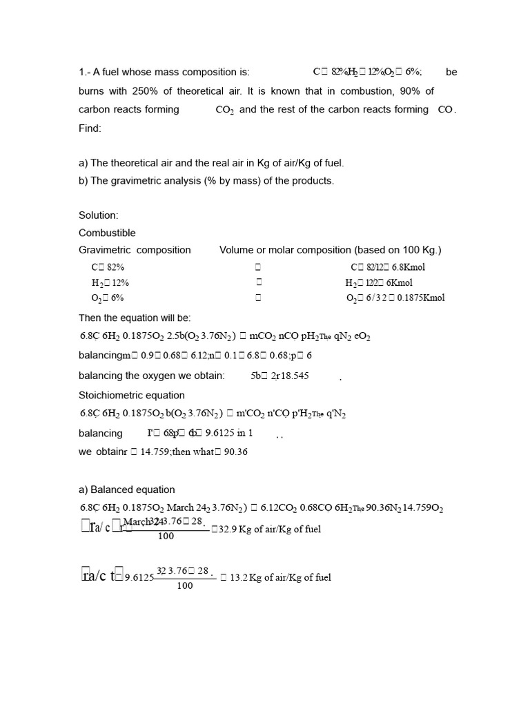 Thermodynamics Problem | PDF | Combustion | Stoichiometry