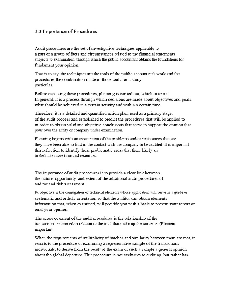 3.3 Importance of Procedures | PDF | Audit