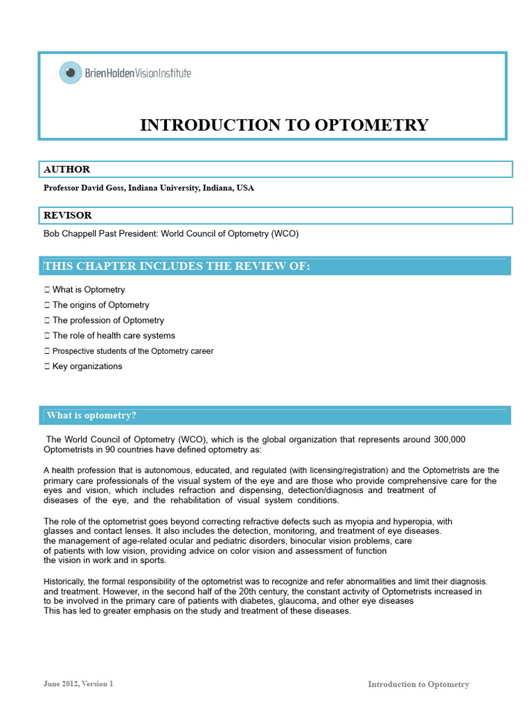 Overview of Optometry Fundamentals | PDF | Optometry | Glasses