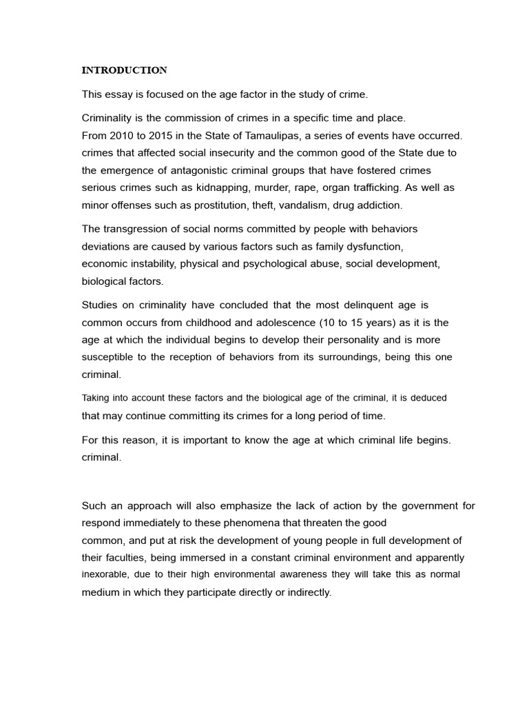 Essay On Crime and Its Factors | PDF | Psychoanalysis | Crimes