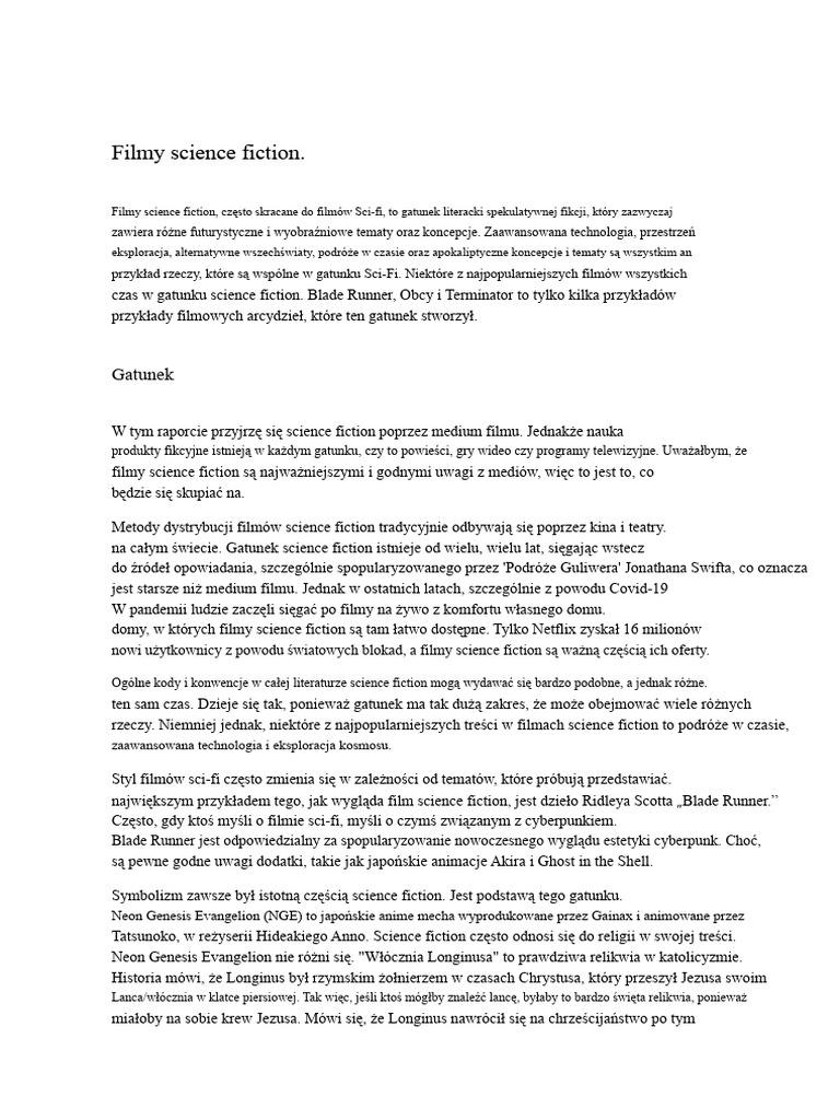 Filmy Science Fiction | PDF